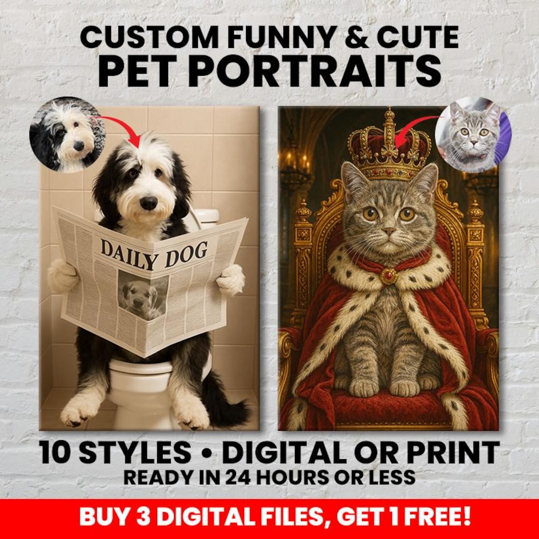 Funny Cute Pet Portraits | Humorous Animal Wall Art for Home, Office ...
