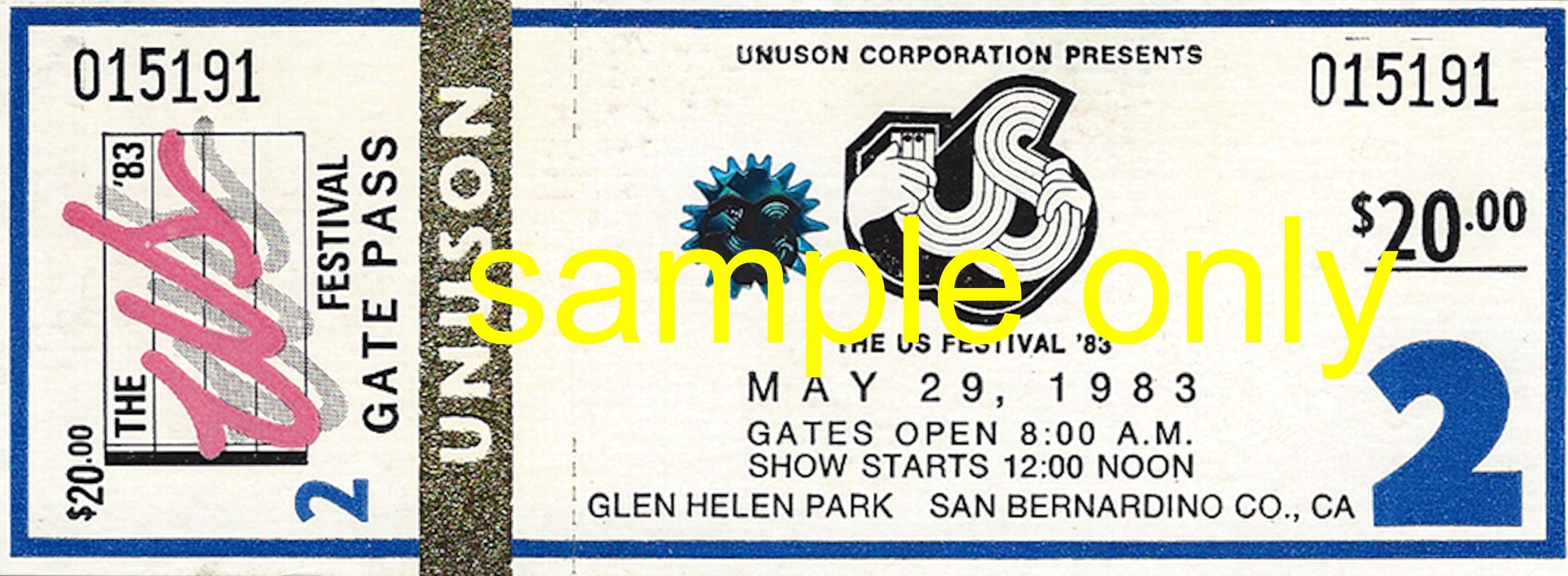 US Festival 1983 Concert Poster + Ticket Ready to Frame! U2, Crue ...