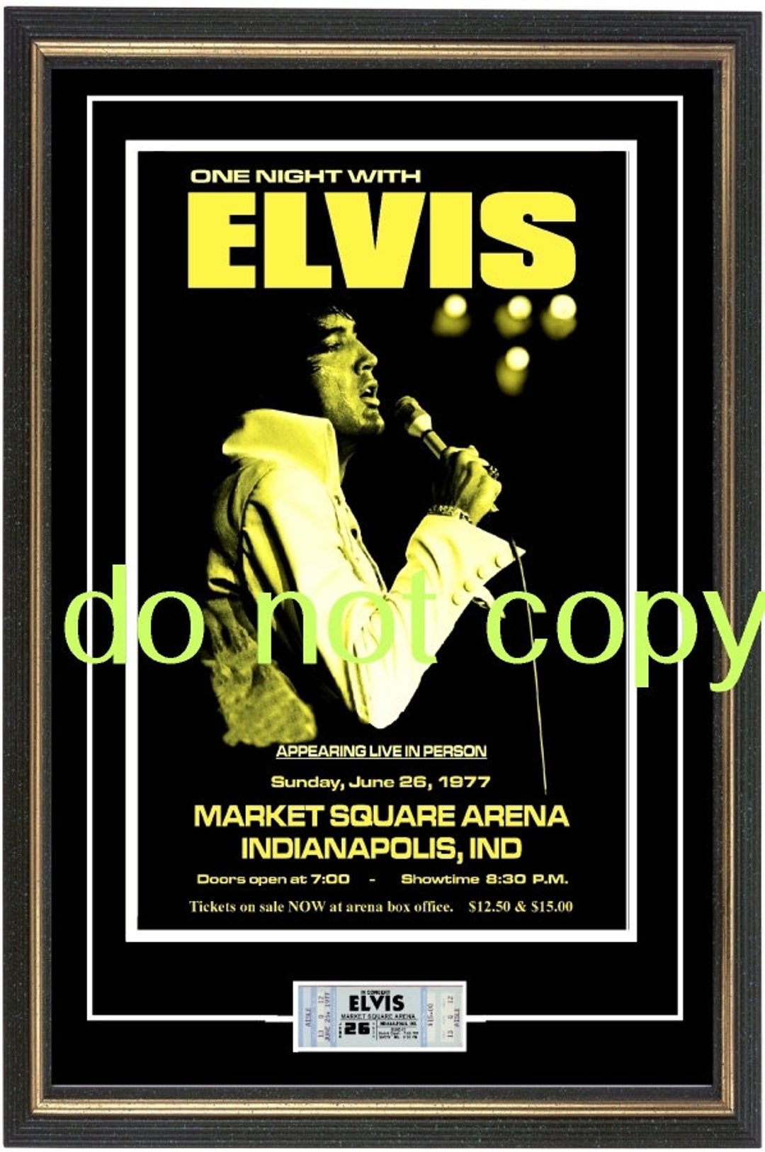 Elvis Presley LAST SHOW 1977 Concert Poster + Ticket. Ready to Frame ...