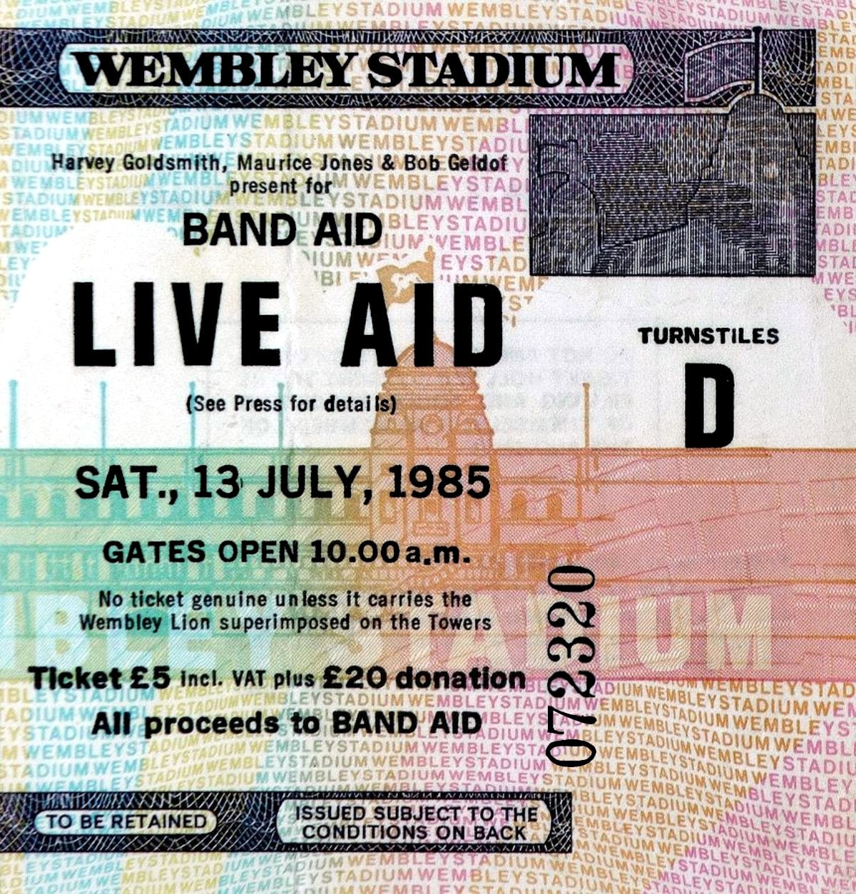 Live Aid 1985 Concert Poster + Ticket. Ready to Frame! Music History ...