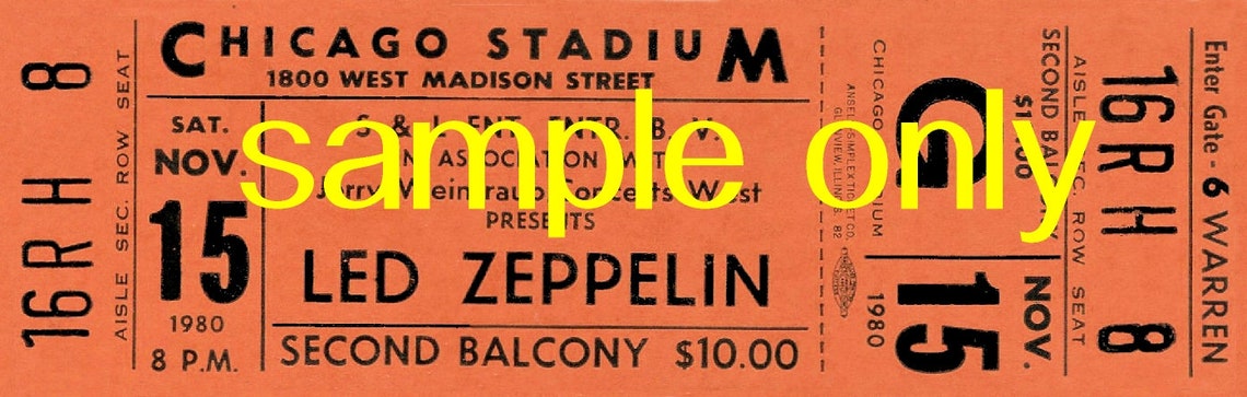 Led Zeppelin Concert Poster + Ticket 1980 Chicago Last Plant, Page ...