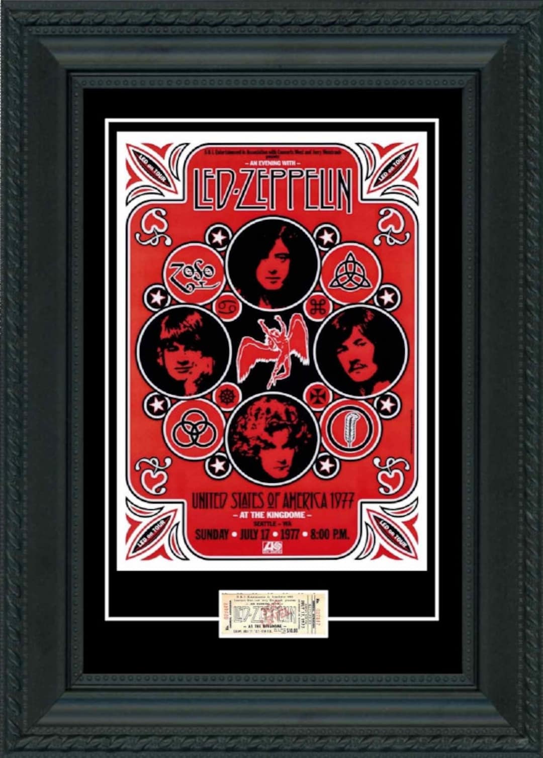 Led Zeppelin Concert Poster + Ticket 1977 Seattle Plant, Page, Bonham ...