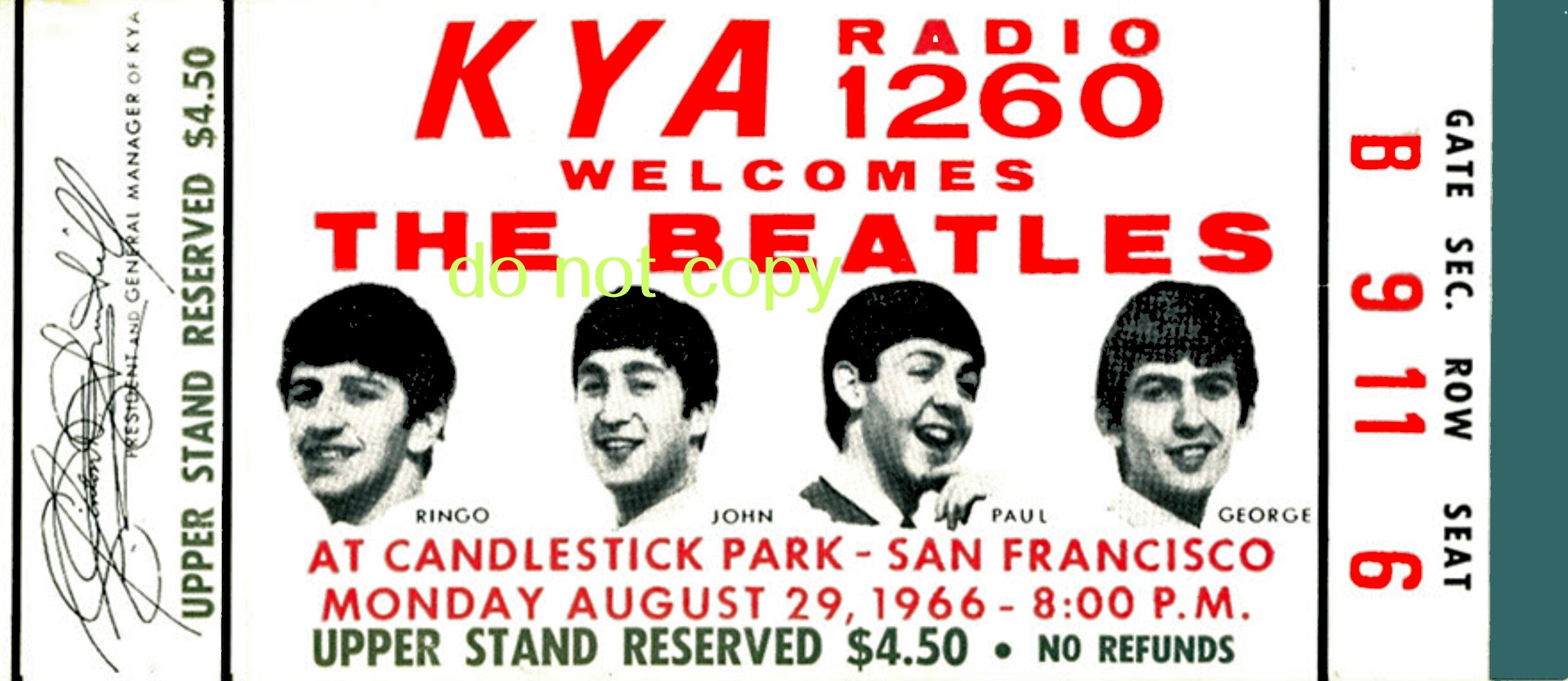 Beatles 1966 THE LAST Concert Poster + Ticket. Ready to Frame! San ...