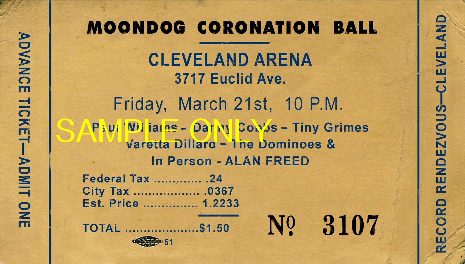 1952 Baile de coronación de Moondog: primer concierto de rock Póster y ...