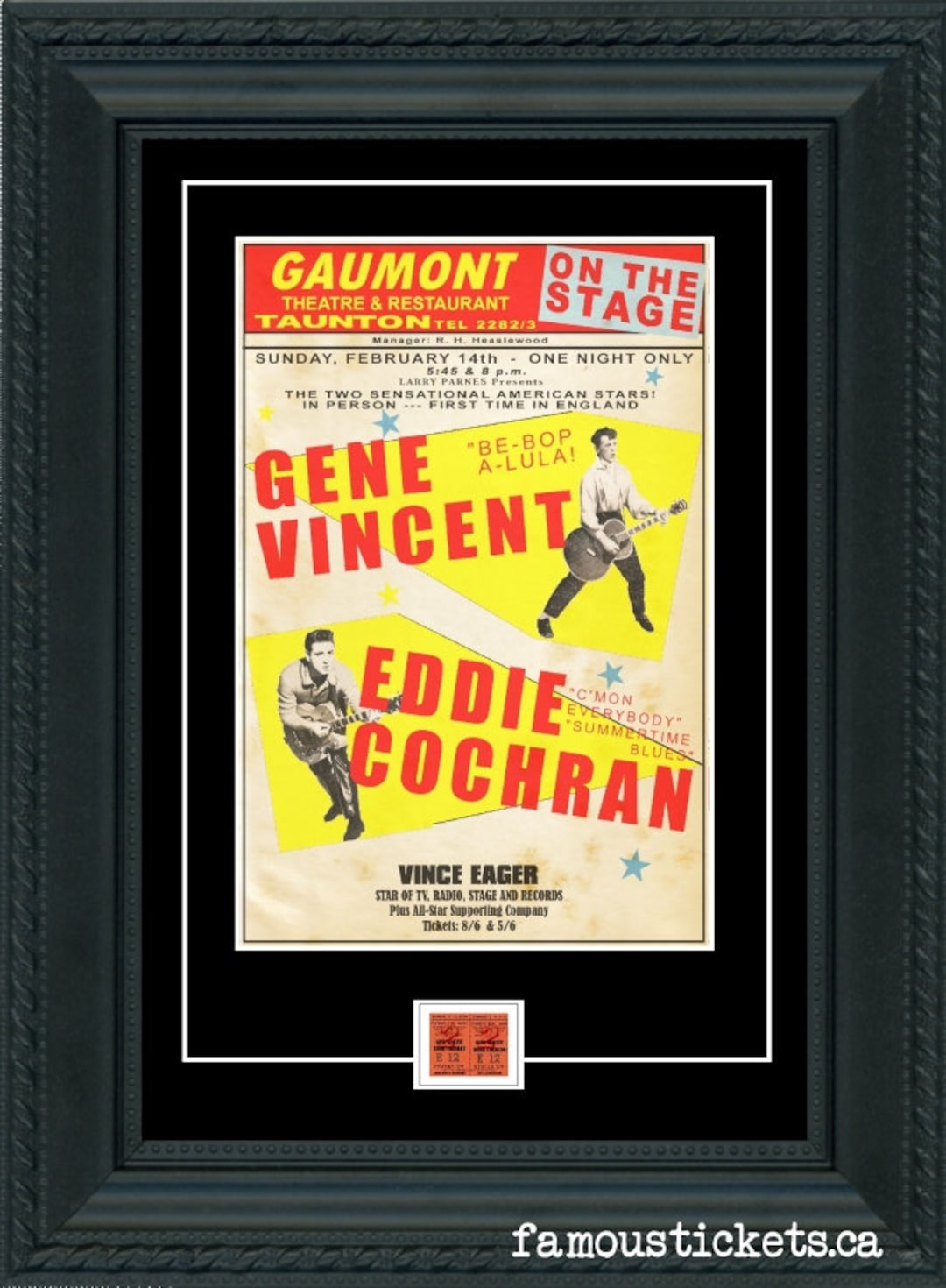 Gene Vincent + Eddie Cochran UK 1960 Concert Poster & Ticket Rockabilly ...