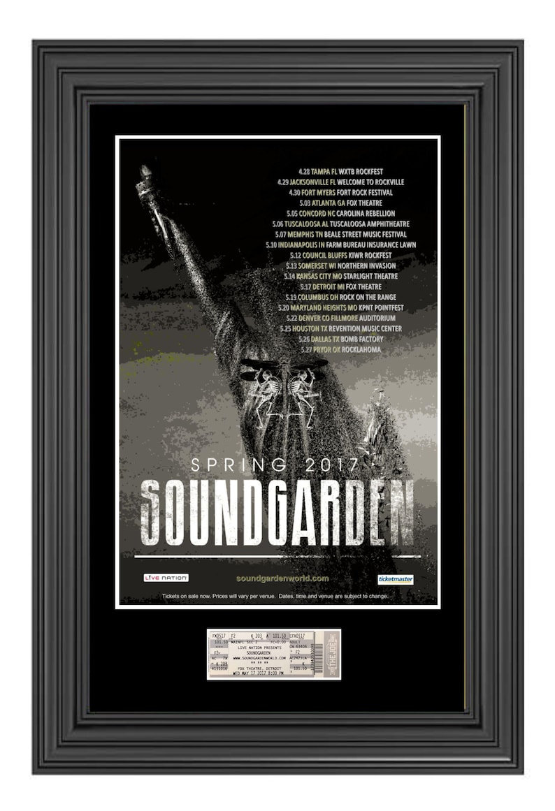 Soundgarden "the Last" Concert Poster + Ticket Ready to Frame! Detroit ...