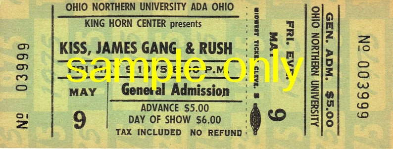 Kiss With Rush and James Gang 1975 Concert Poster + Ticket Ready to ...