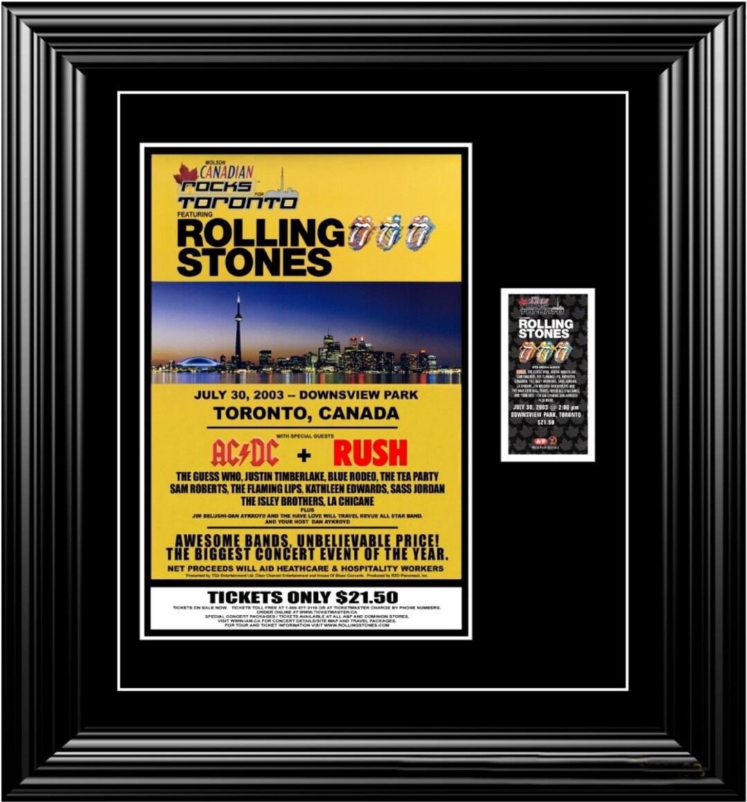 Rolling Stones SARS 2003 Concert Poster & Ticket Toronto Ready to Frame ...