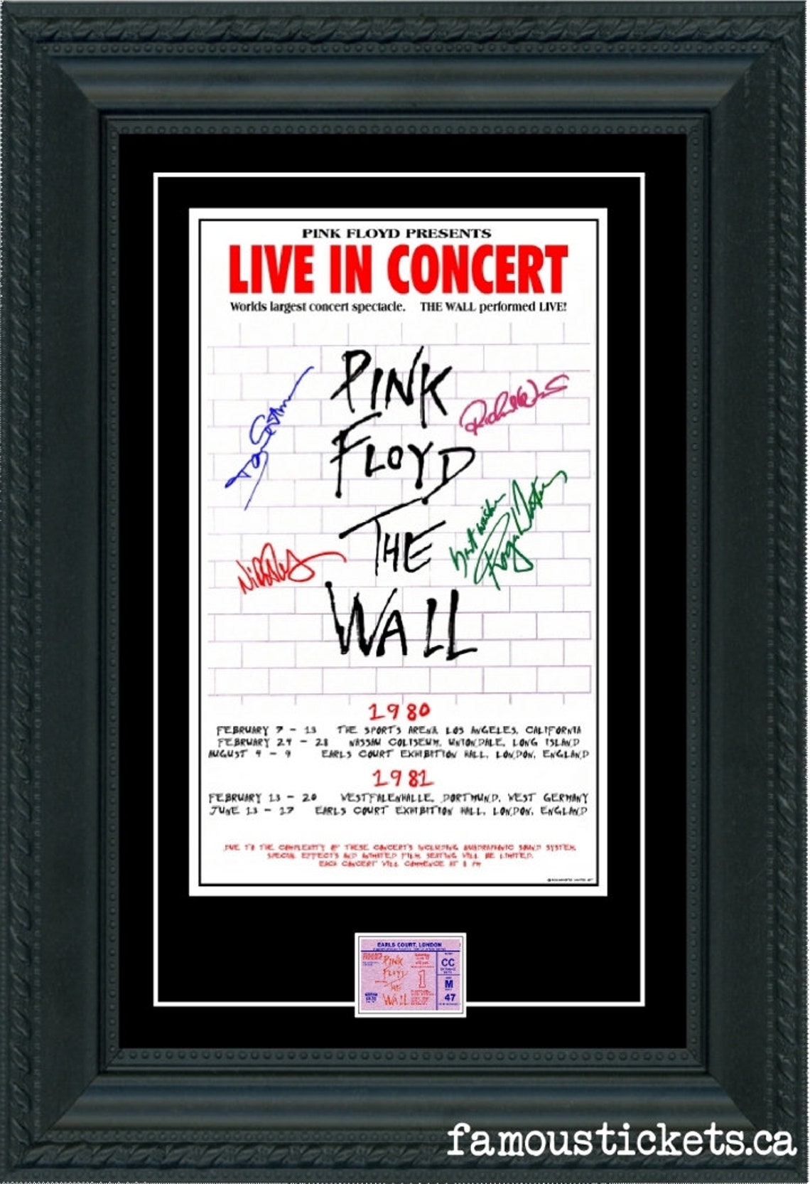 Pink Floyd 1980 Concert Poster & Ticket the Wall Ready to Frame ...