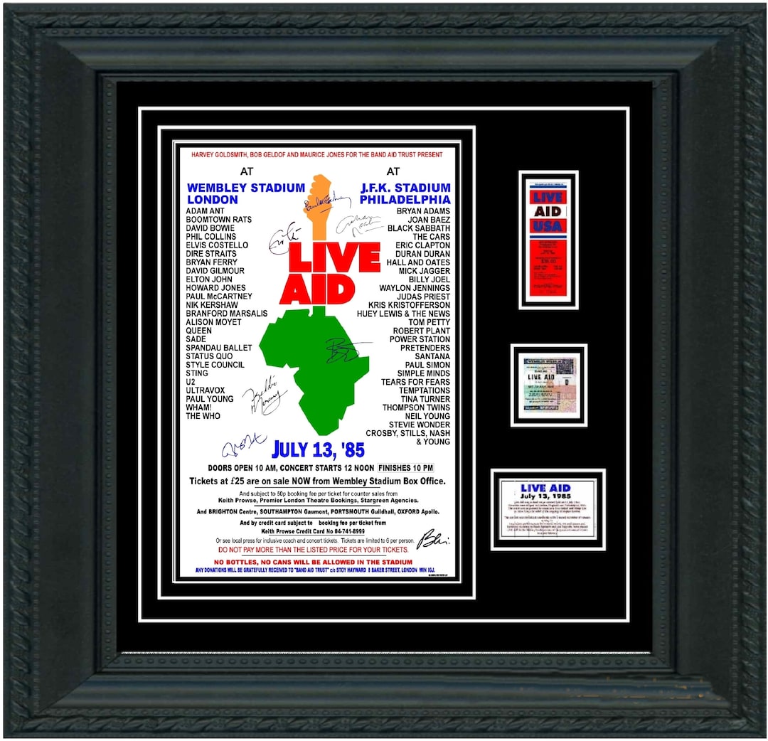 Live Aid 1985 Concert Poster + Ticket. Ready to Frame! Music History ...