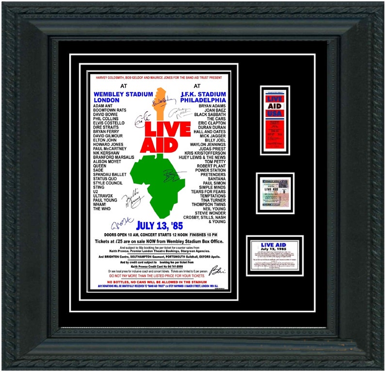 Live Aid 1985 Concert Poster + Ticket. Ready to Frame! Music History ...