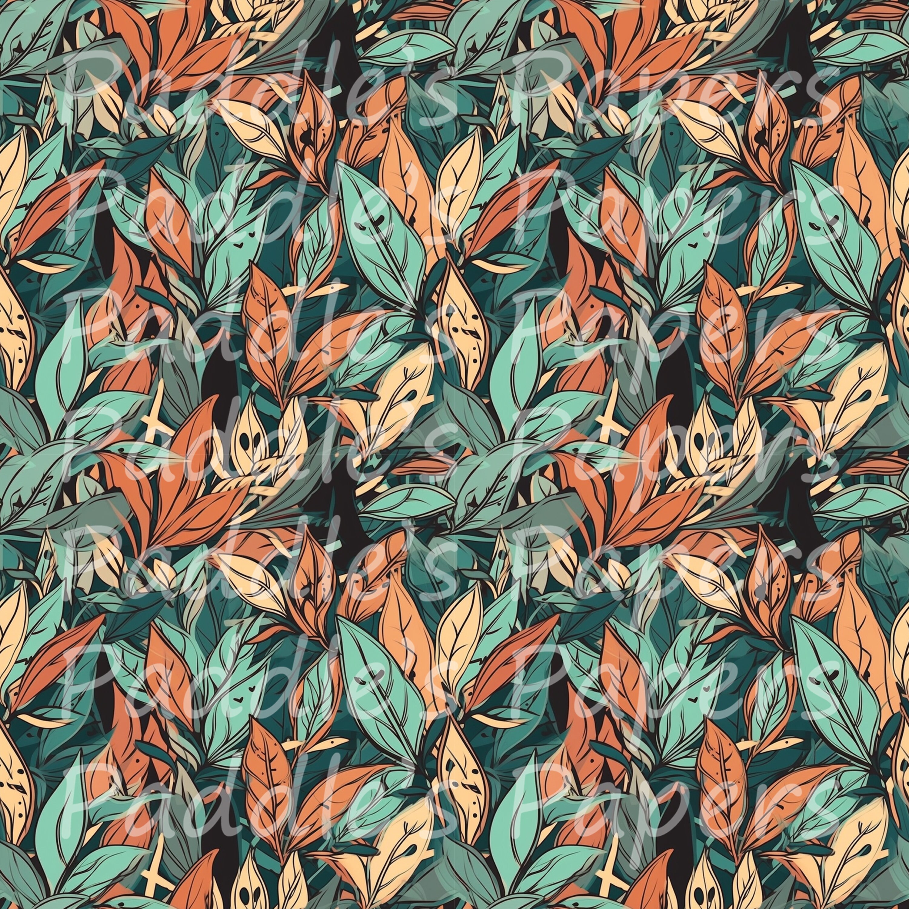 Cartoon Plants Seamless Digital Paper Plant/vegetation and Floral ...