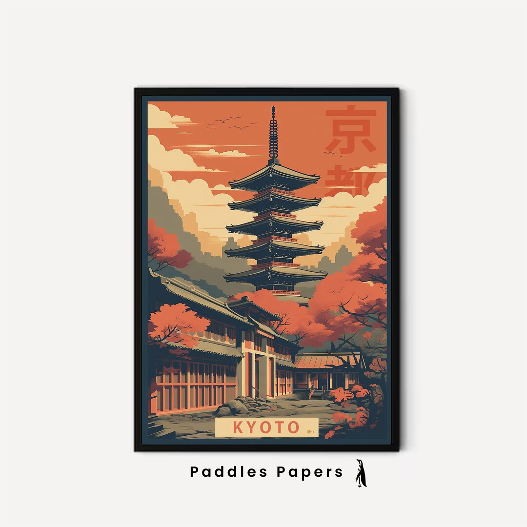 Kyoto - Two Japan Travel Posters Vintage, Kyoto Gallery Wall Art, Retro ...