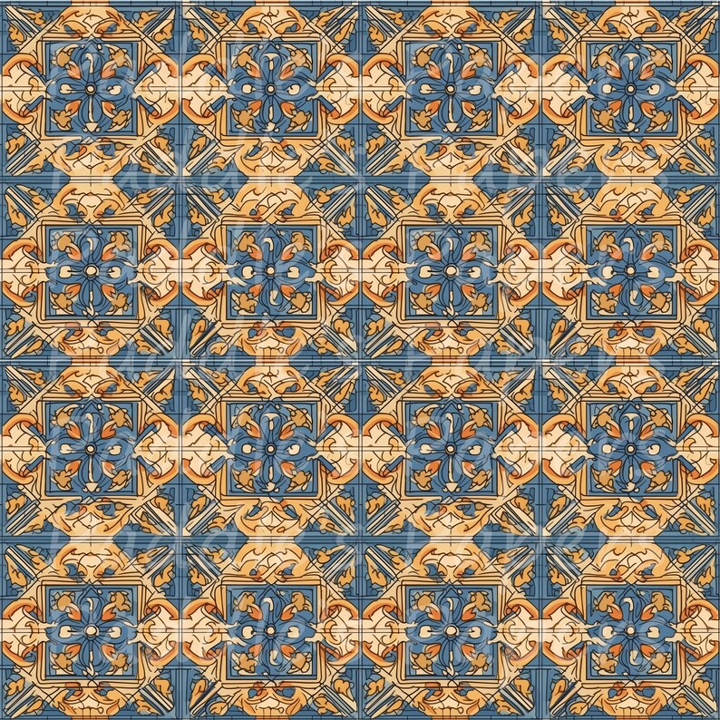 Italian Tiles Seamless Patterns Geometric and Floral Digital Paper Pack ...