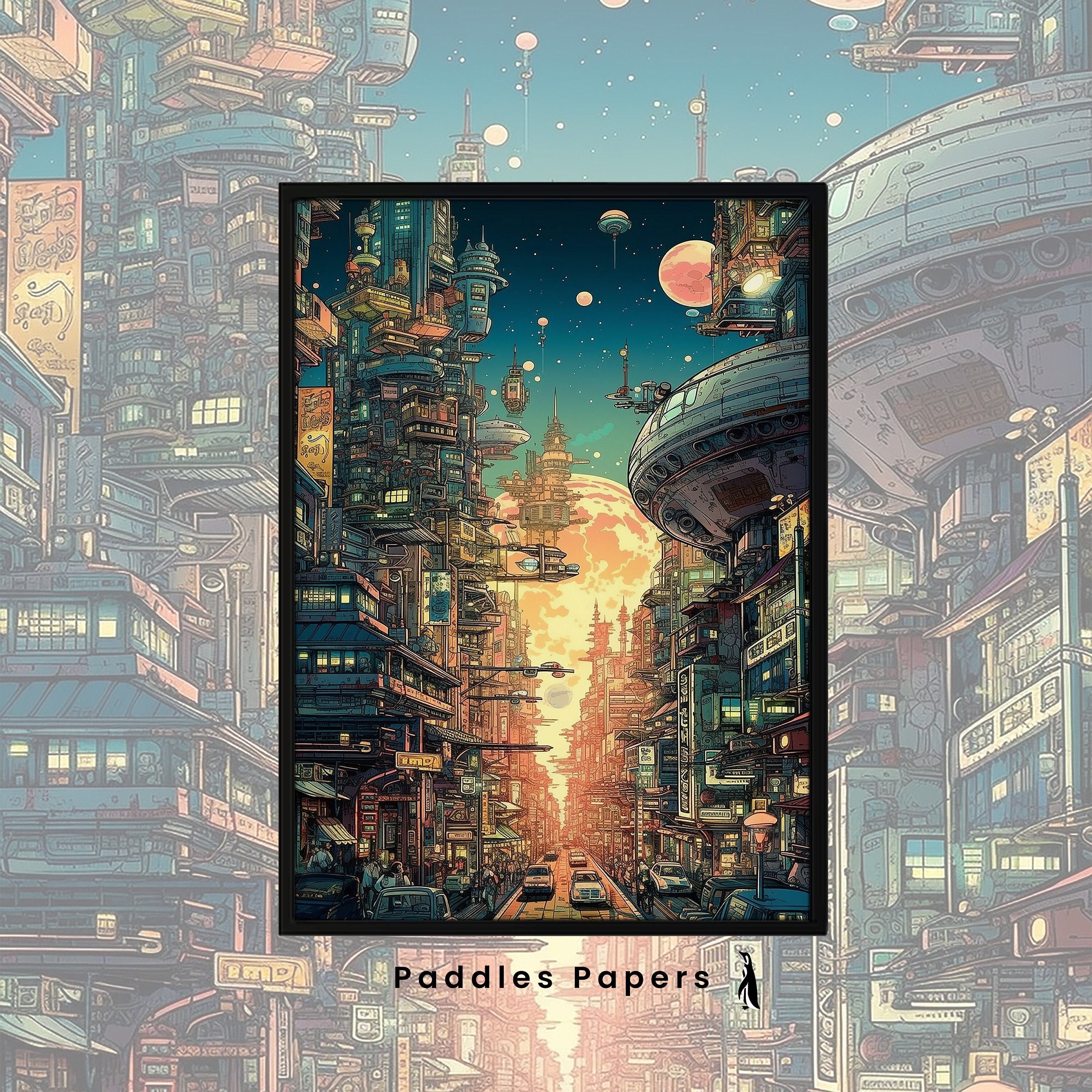 Biopunk Future City of Japan, City and Landscape of Tokyo Print ...