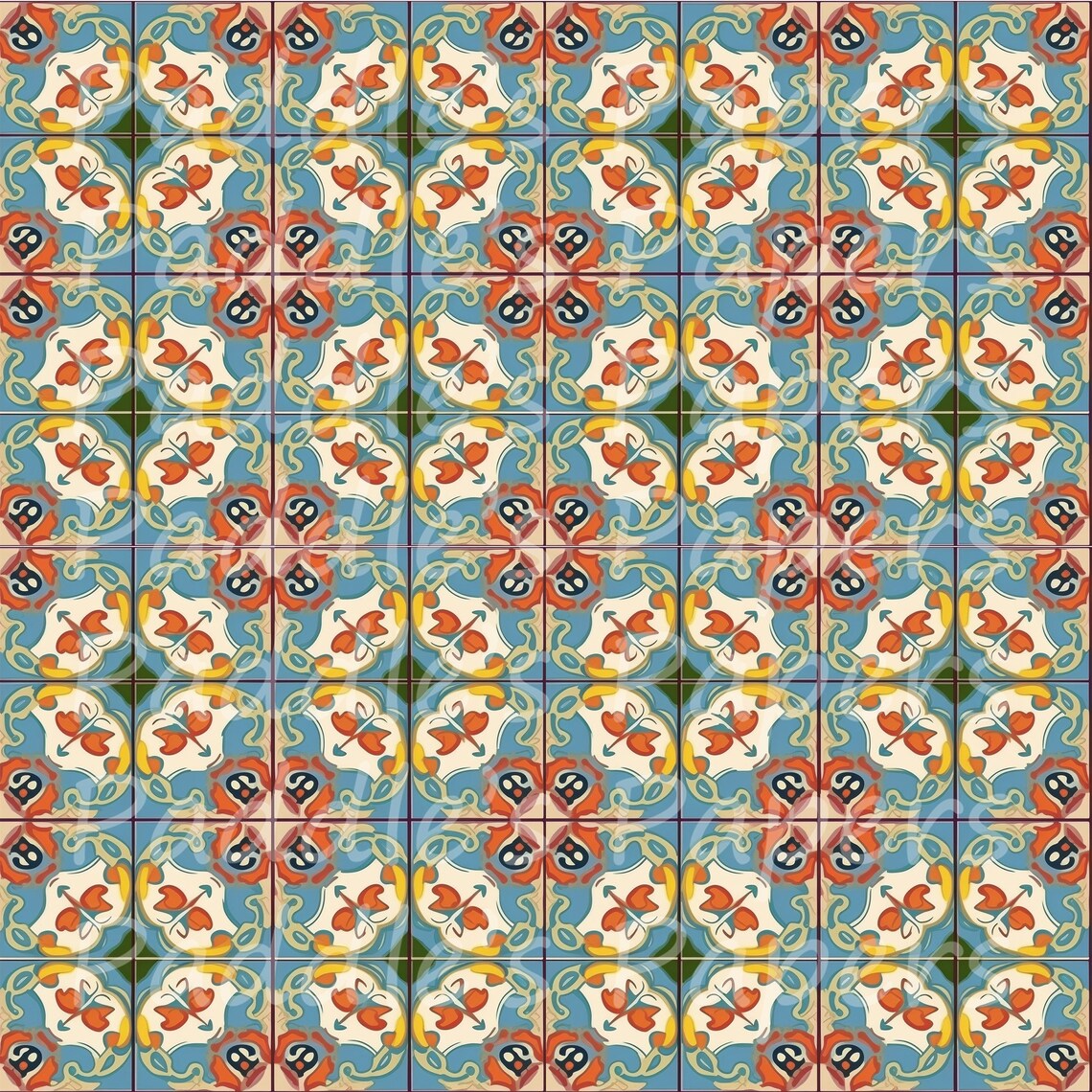 Italian Tiles Seamless Patterns Geometric and Floral Digital Paper Pack ...