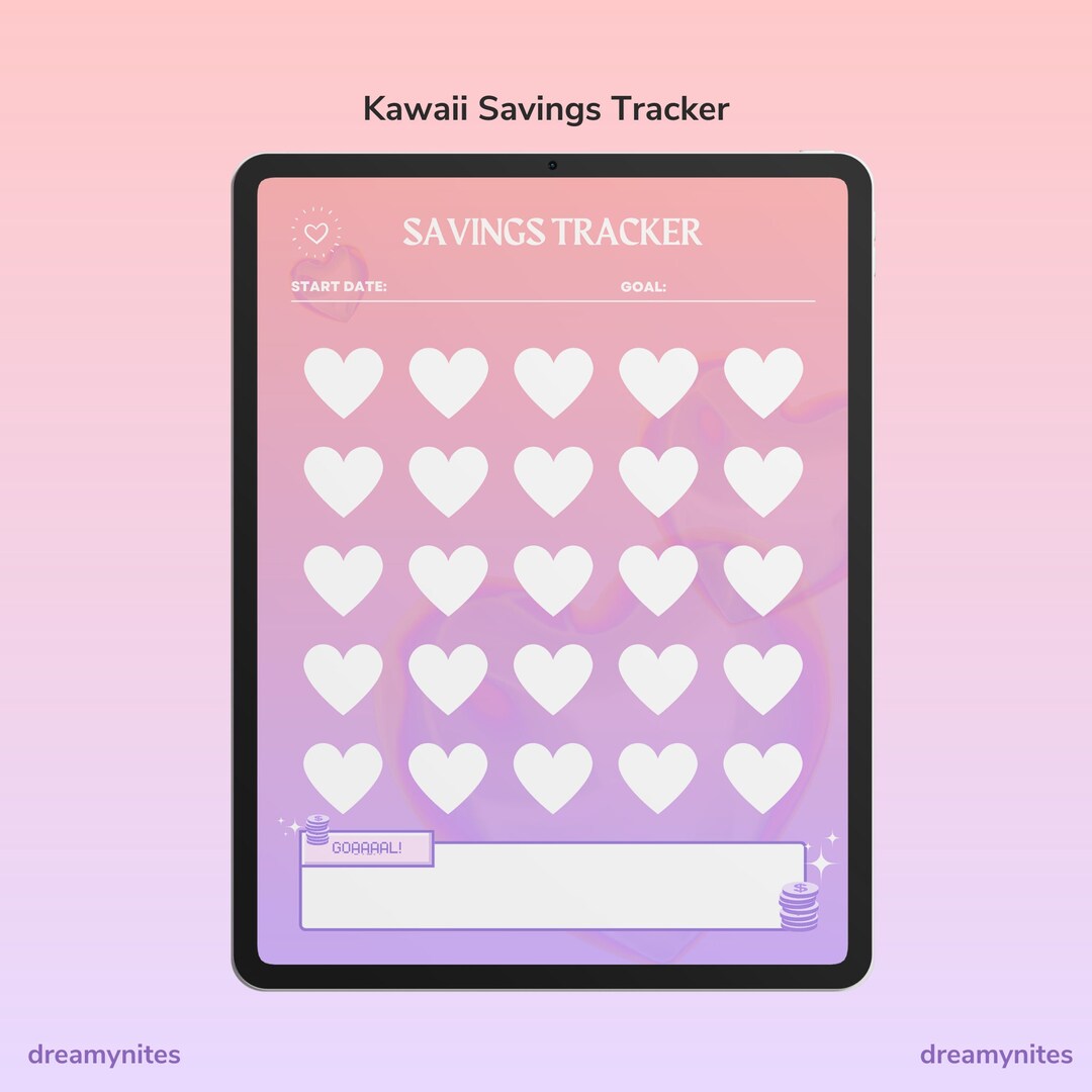 Kawaii Savings Tracker, Cute Y2k Savings Tracker, 2024 Budget Tracker ...