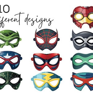Superhero Printable Masks for Kids - Set of 10 Cut Out Masks for ...