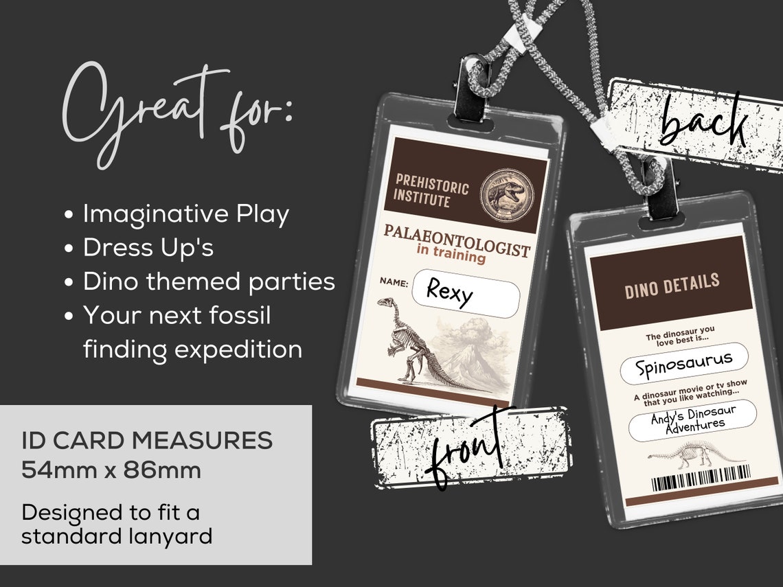 Paleontologist Dress up Printables Palaeontologist ID Card, Dino Field ...