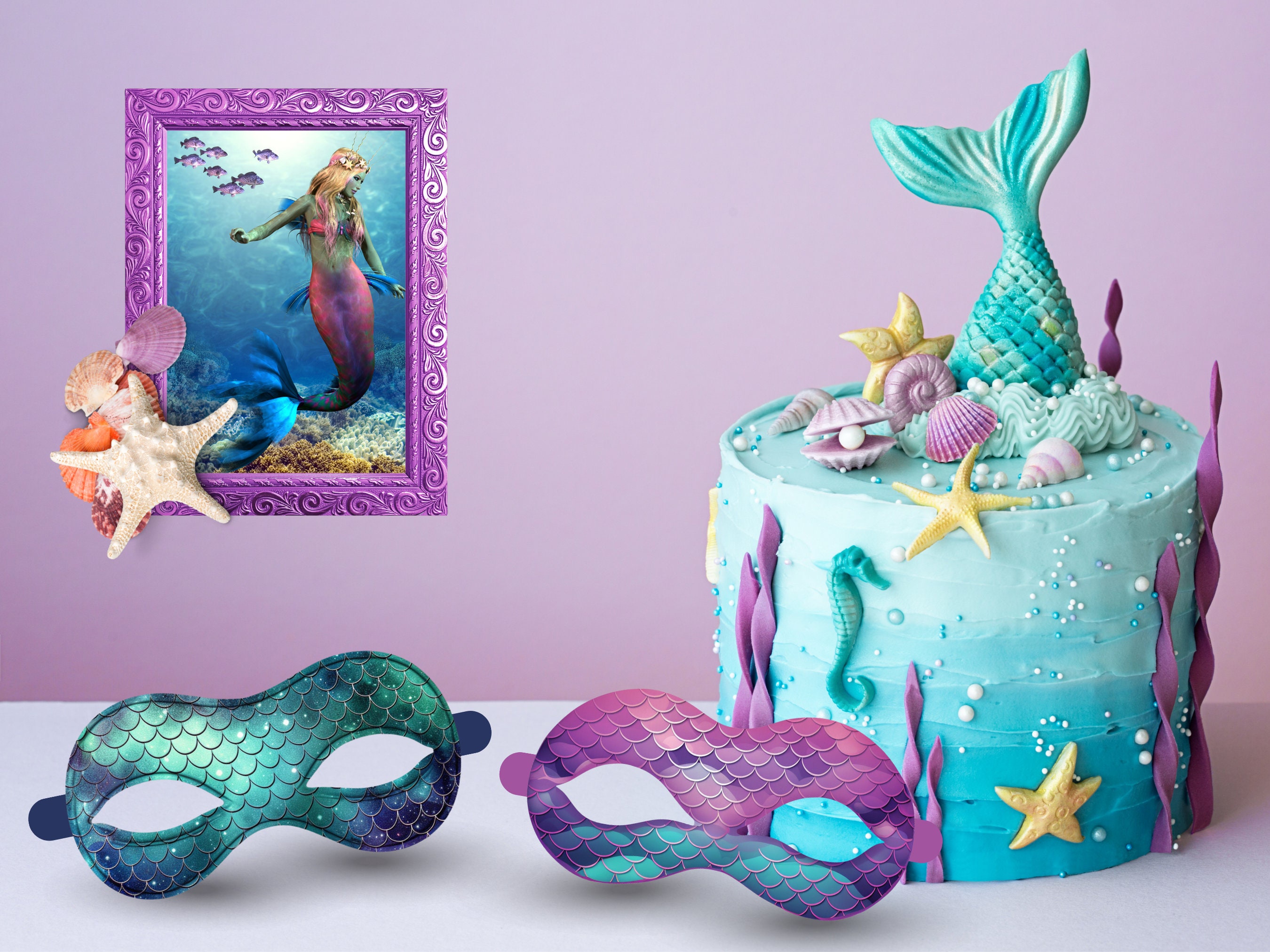 Mermaid Masks - Printable Set of 10 Children's Dress up and Party Eye ...