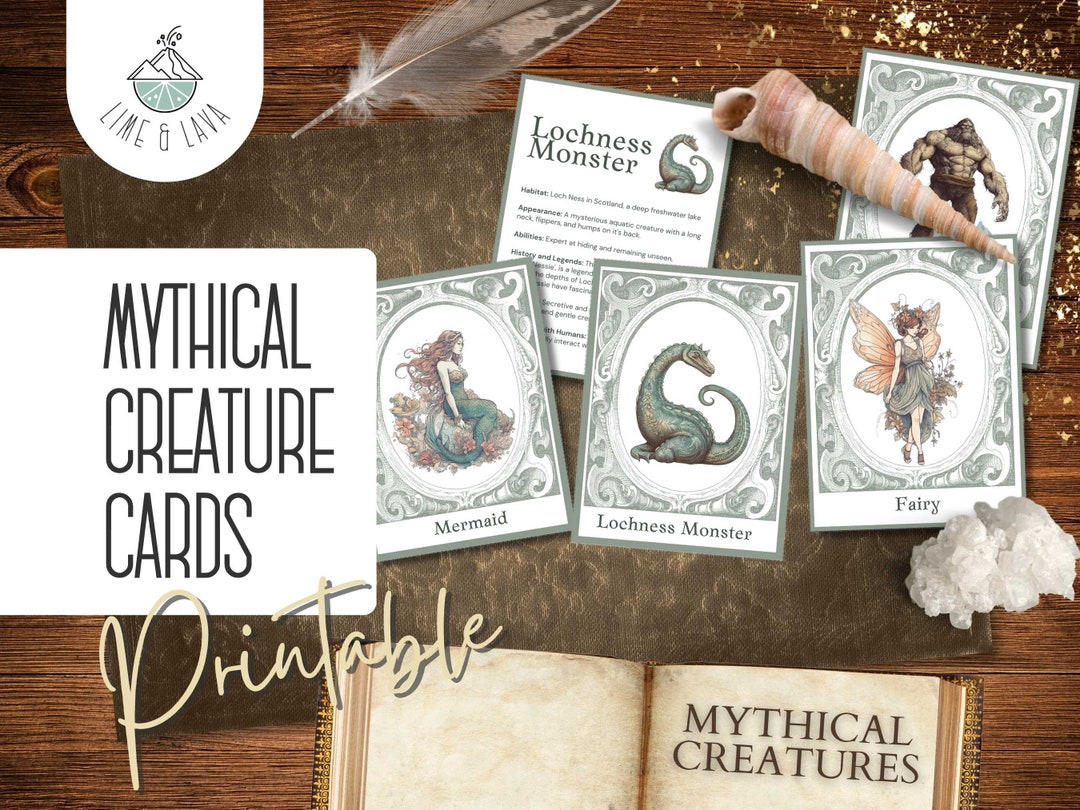 Mythical Creature Fact Cards Set of 20 Printable Educational - Etsy ...