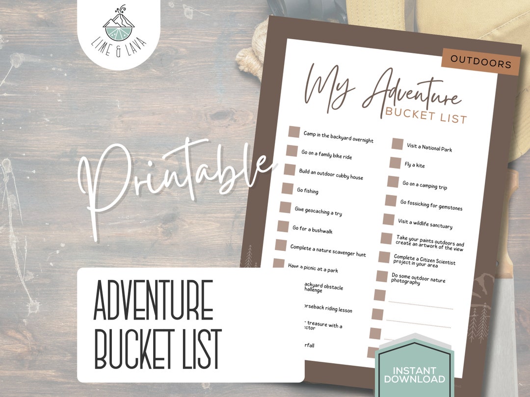 Outdoor Adventure Printable Bucket List for Children and Families - Etsy