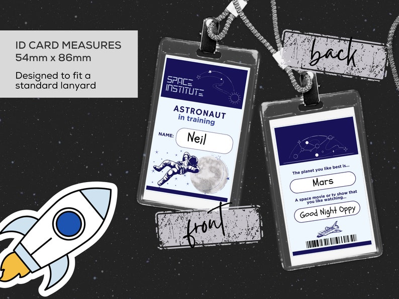 Astronaut ID Tag and Space Mission Kit - Printable - Etsy