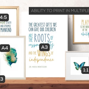 Montessori Wall Art - Set of 12 Quotes & Images Inspired by Maria ...
