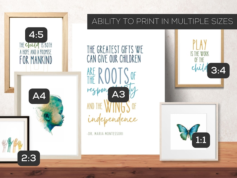 Montessori Wall Art Set of 12 Quotes & Images Inspired by - Etsy