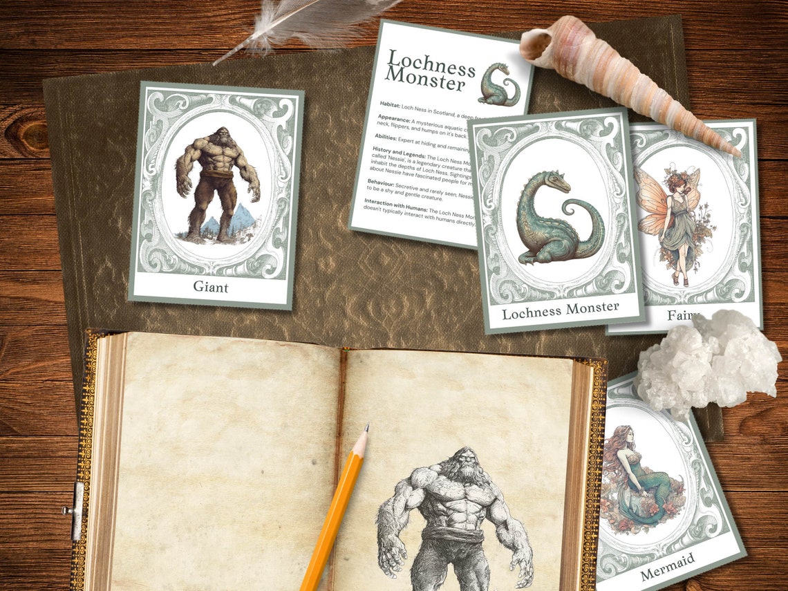 Mythical Creature Fact Cards - Set of 20 Printable Educational Cards ...