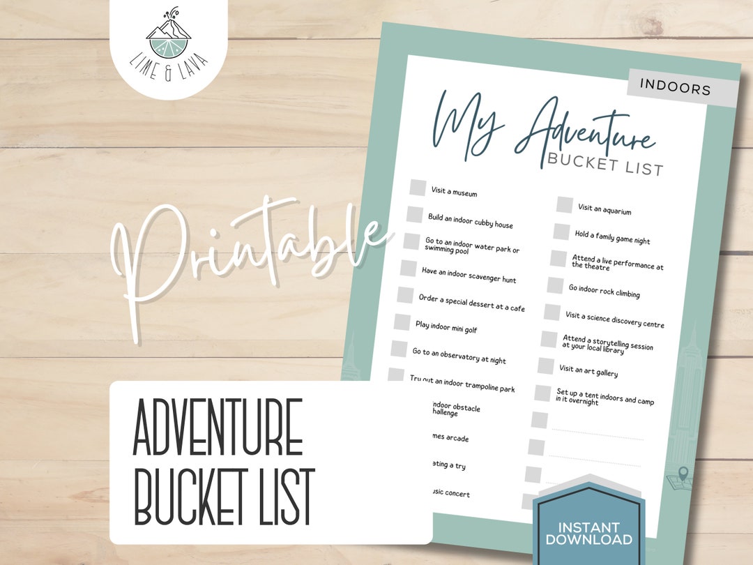 Indoor Adventure Printable Bucket List for Children and Families - Etsy