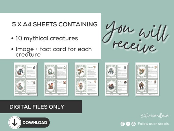 Mythical Creatures Art Prompt Cards