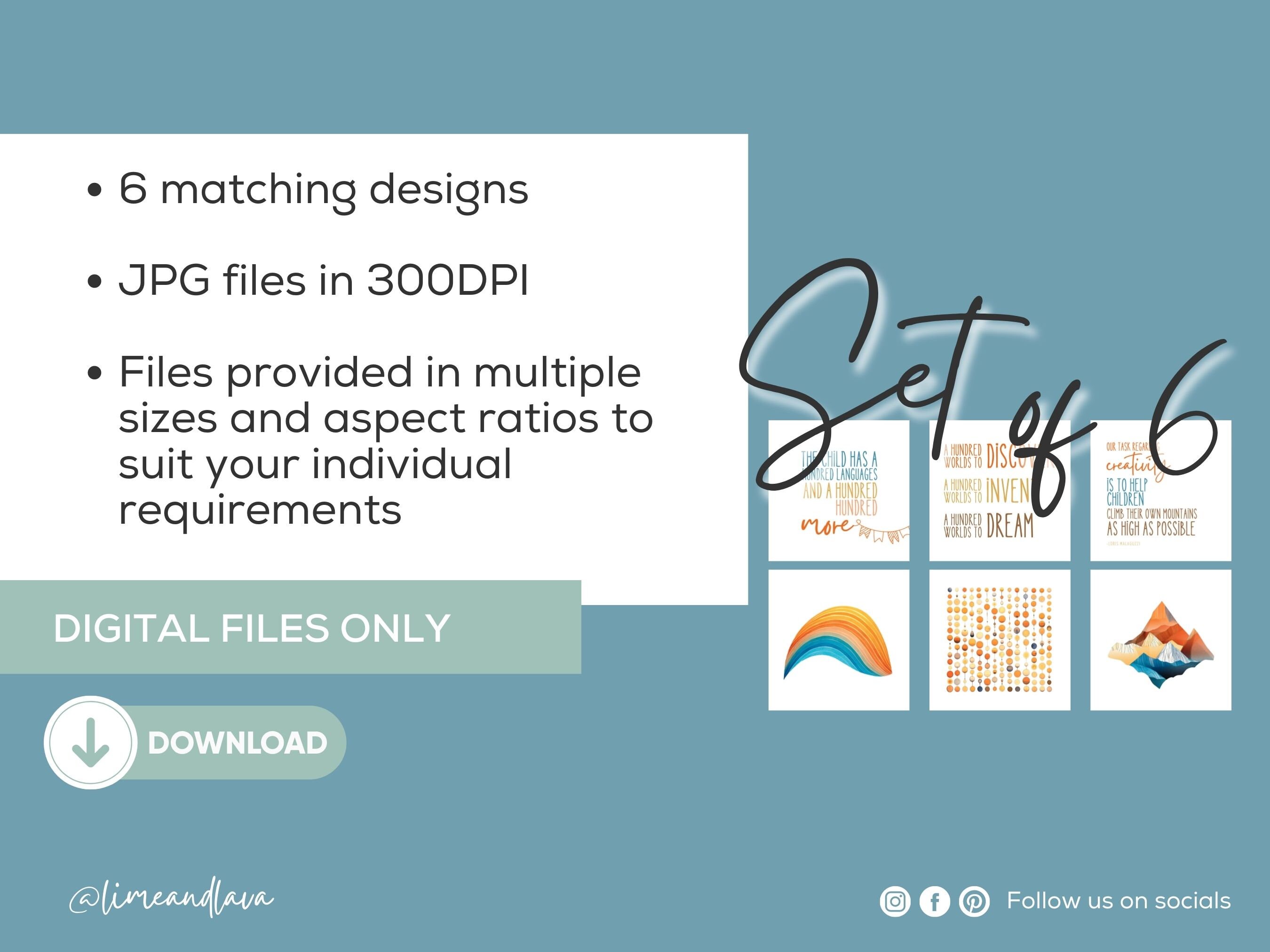 Reggio Emilia Wall Art - Set of 6 Quotes & Images Inspired by Loris ...