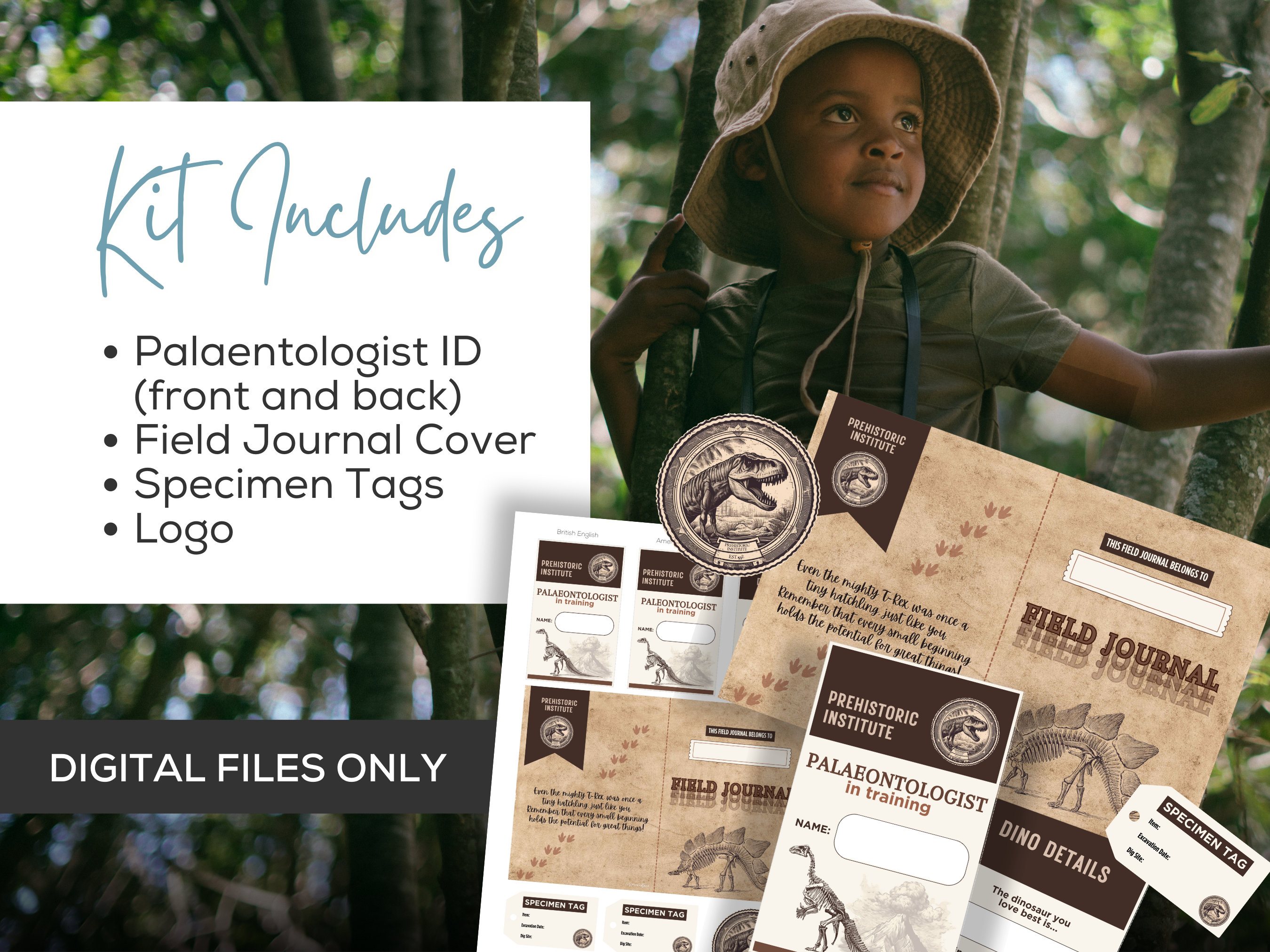 Paleontologist Dress up Printables - Palaeontologist ID Card, Dino Field Journal, Fossil ...