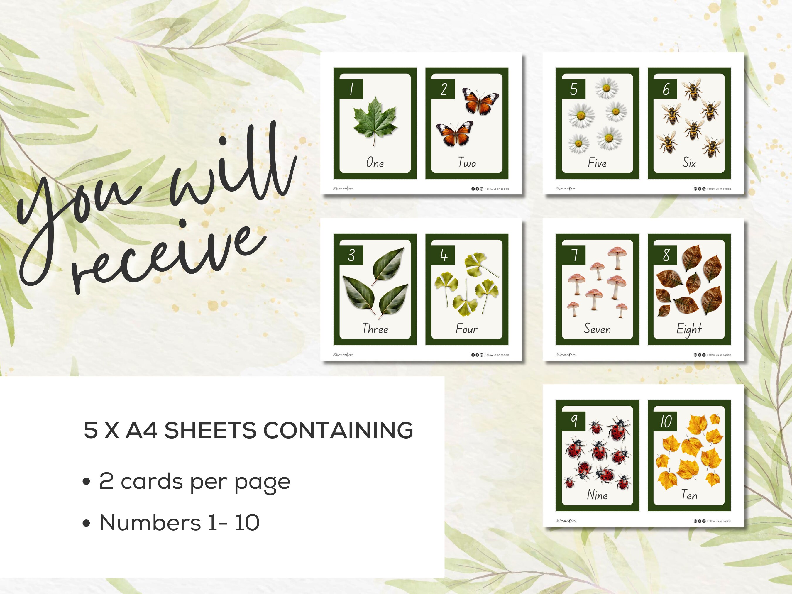 Nature Number Cards - Printable 1-10 - Etsy