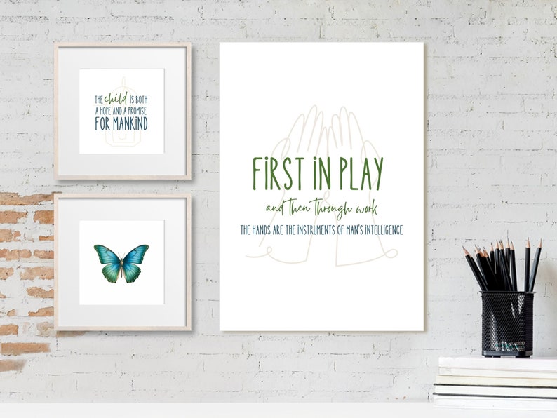 Montessori Wall Art - Set of 12 Quotes & Images Inspired by Maria ...