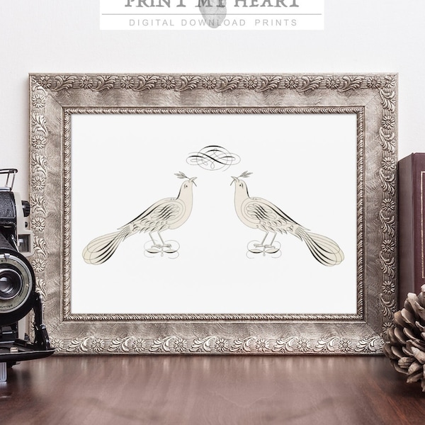 Calligraphy Bird - Etsy