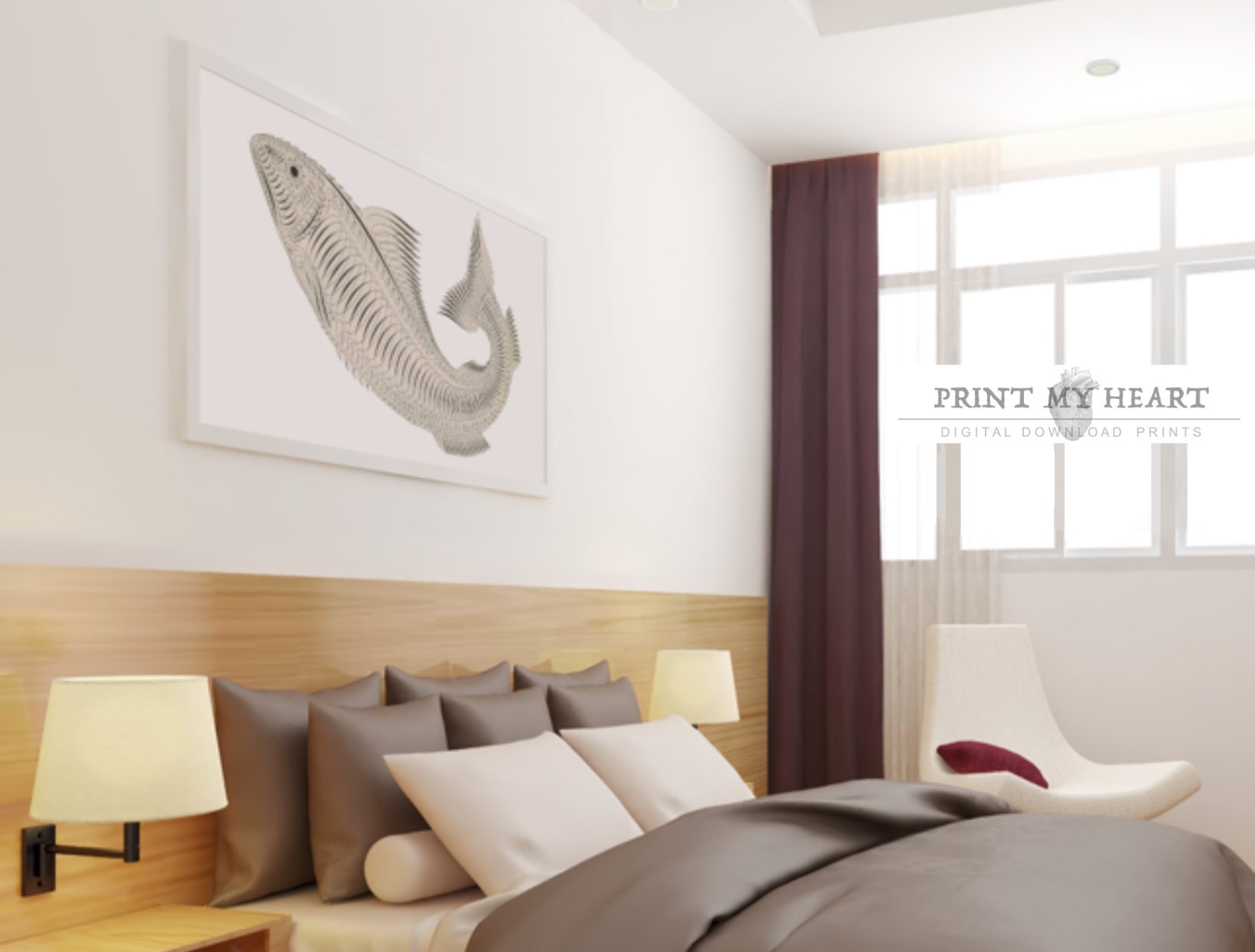 Digital Fish Calligraphy Wall Art - Digital Download PDF JPG PNG ...