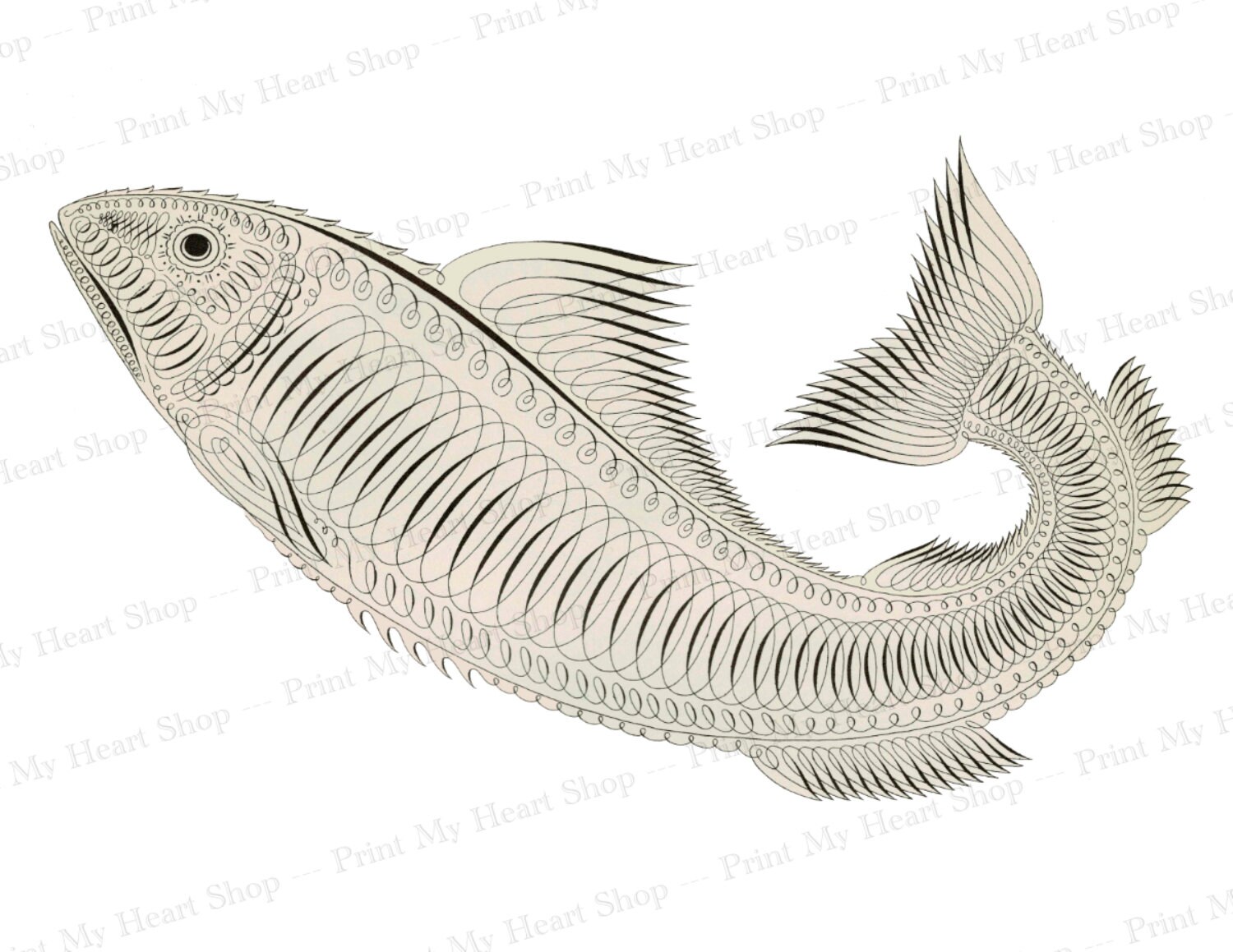 Digital Fish Calligraphy Wall Art - Digital Download PDF JPG PNG ...