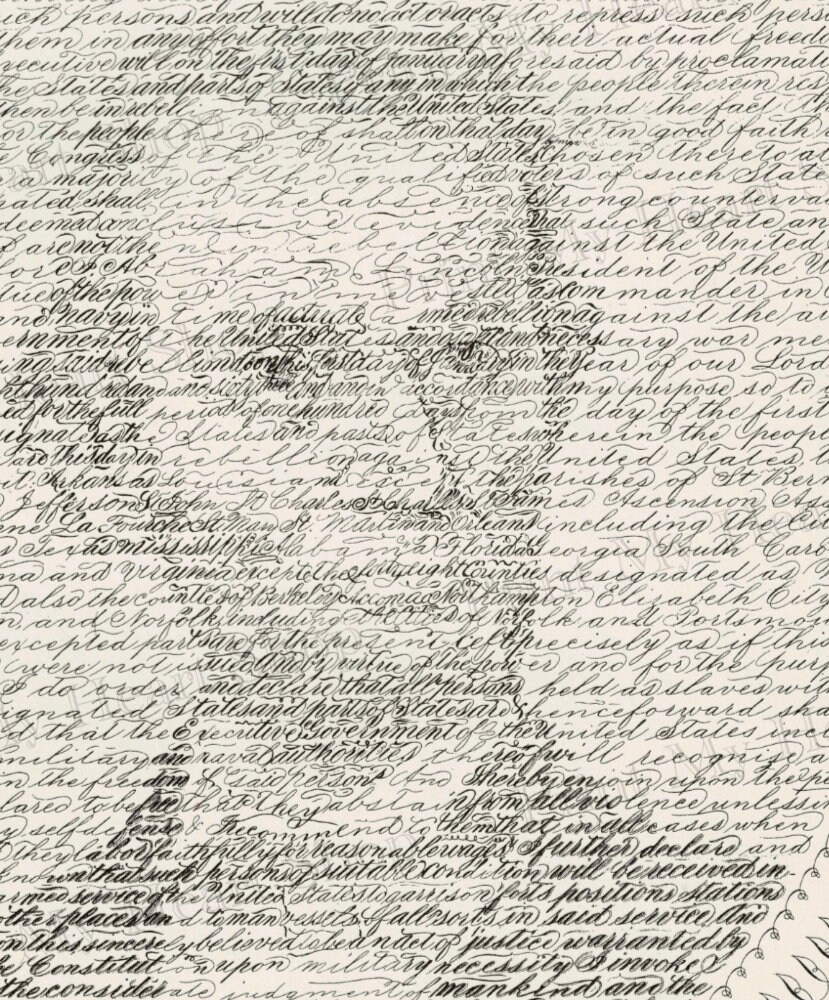 19th Century Calligraphy Print of the Proclamation of Emancipation ...