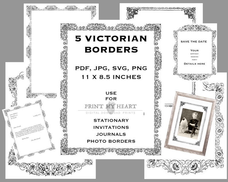 5 Printable Victorian Borders 19th C Printable Vintage - Etsy