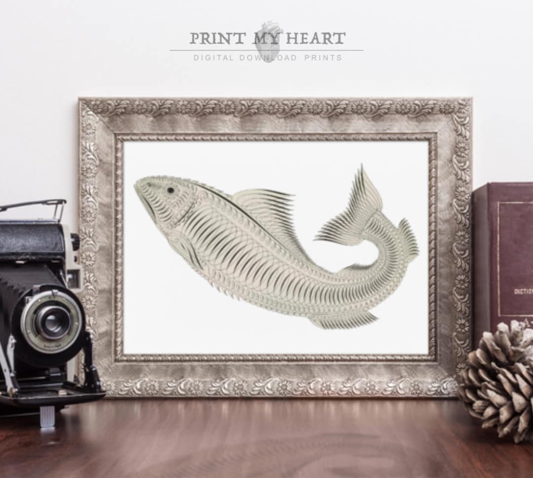 Digital Fish Calligraphy Wall Art - Digital Download PDF JPG PNG ...