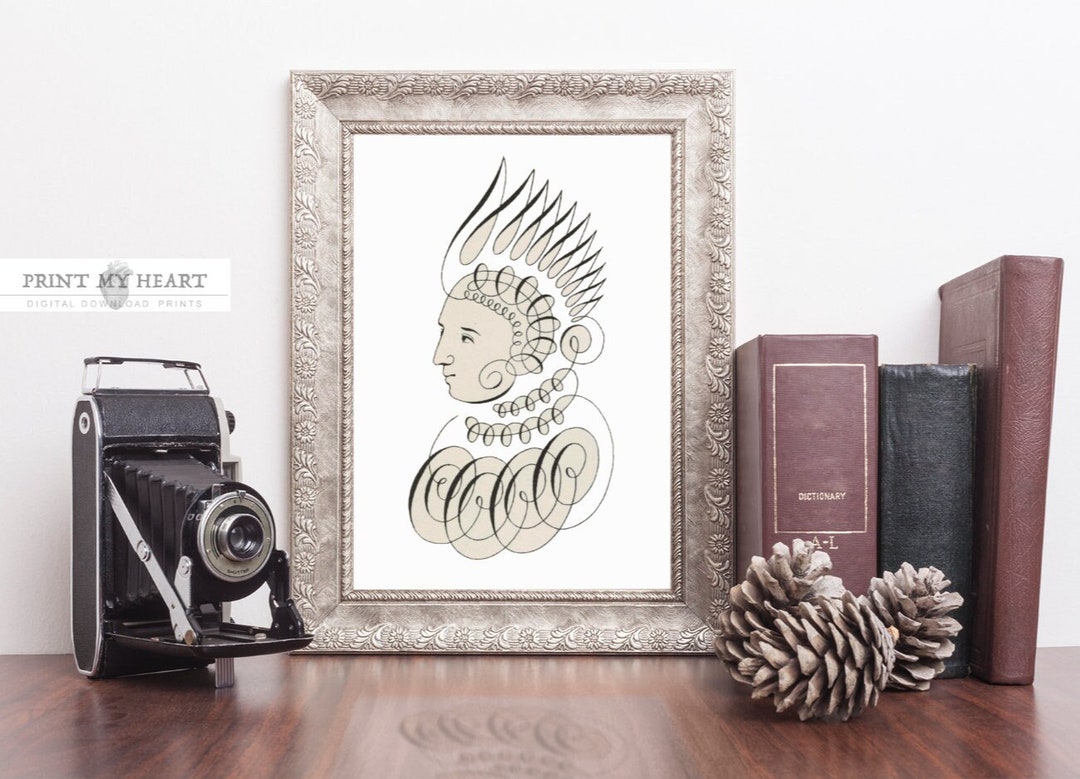 19th Century Calligraphy Portrait - Digital Download PDF JPG PNG ...