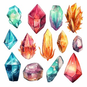 Watercolor Gemstones, Gems Whimsical Assortment 56 Gems on 4 Sheets ...