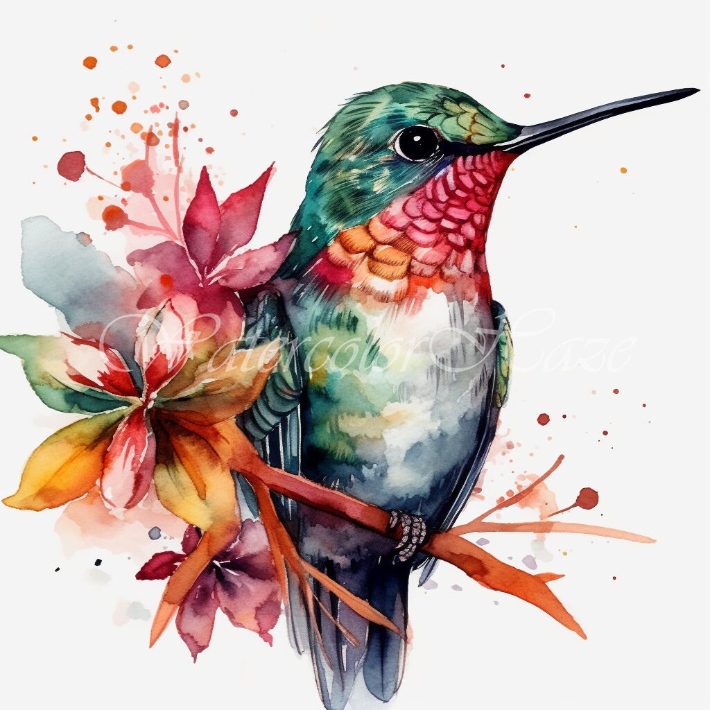 Watercolor Hummingbird Clip Art 4-pack - Digital Download (PNG, JPG ...