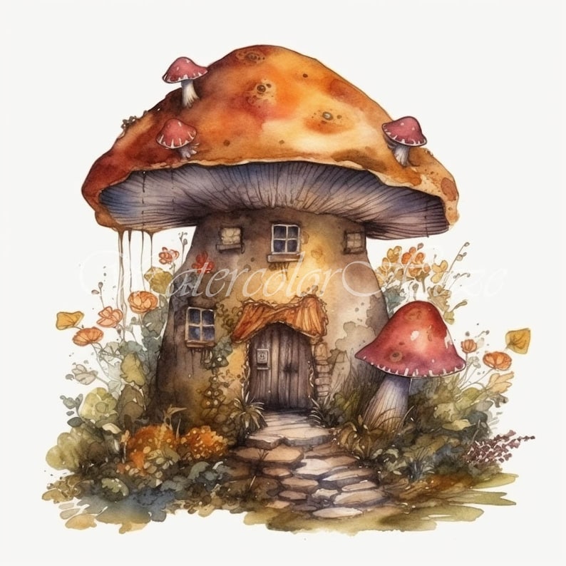 Fairy House Watercolor Whimsical Cute Fantasy Digital Prints 13 Instant ...