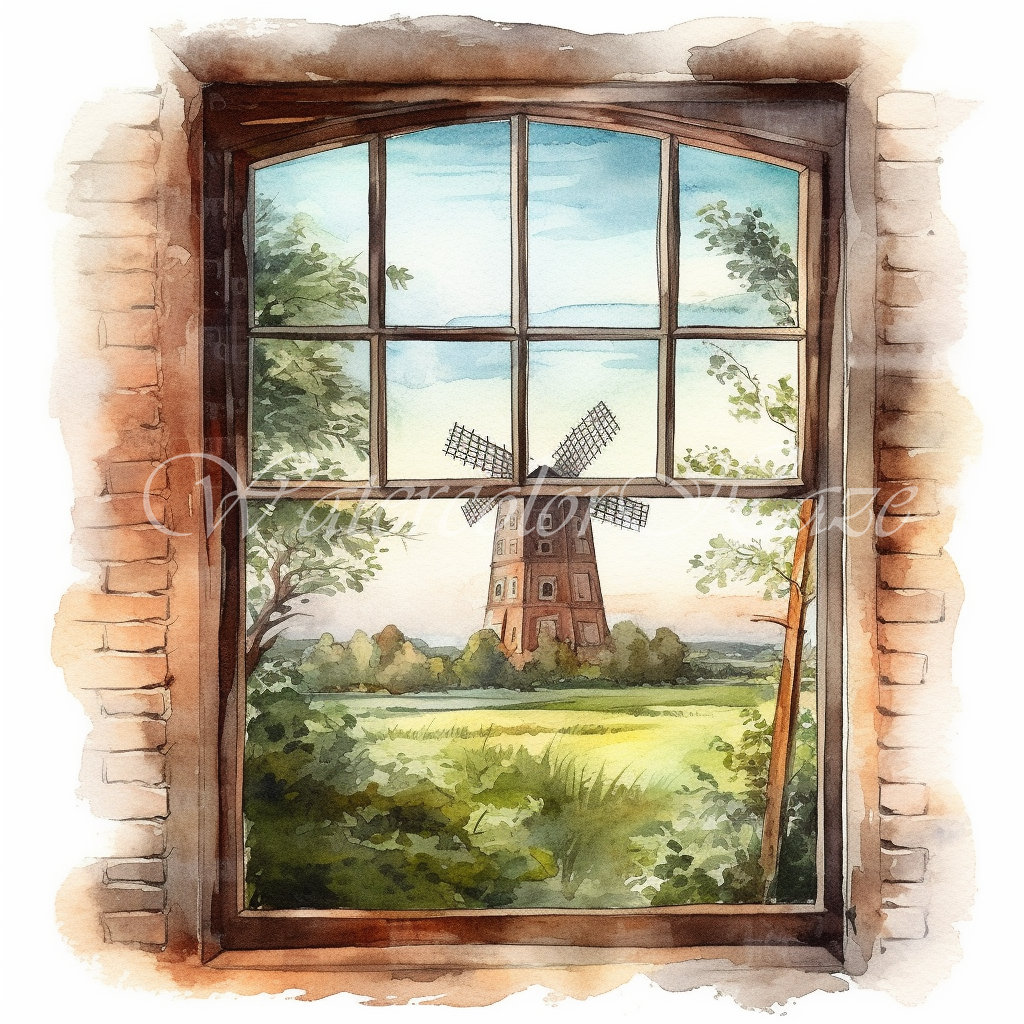 Country Windows Landscape and Scenery Digital Prints 4 Instant Download ...