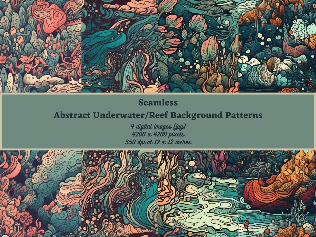 Abstract Underwater, Ocean Floor, Reef Background Bundle. Seamless ...