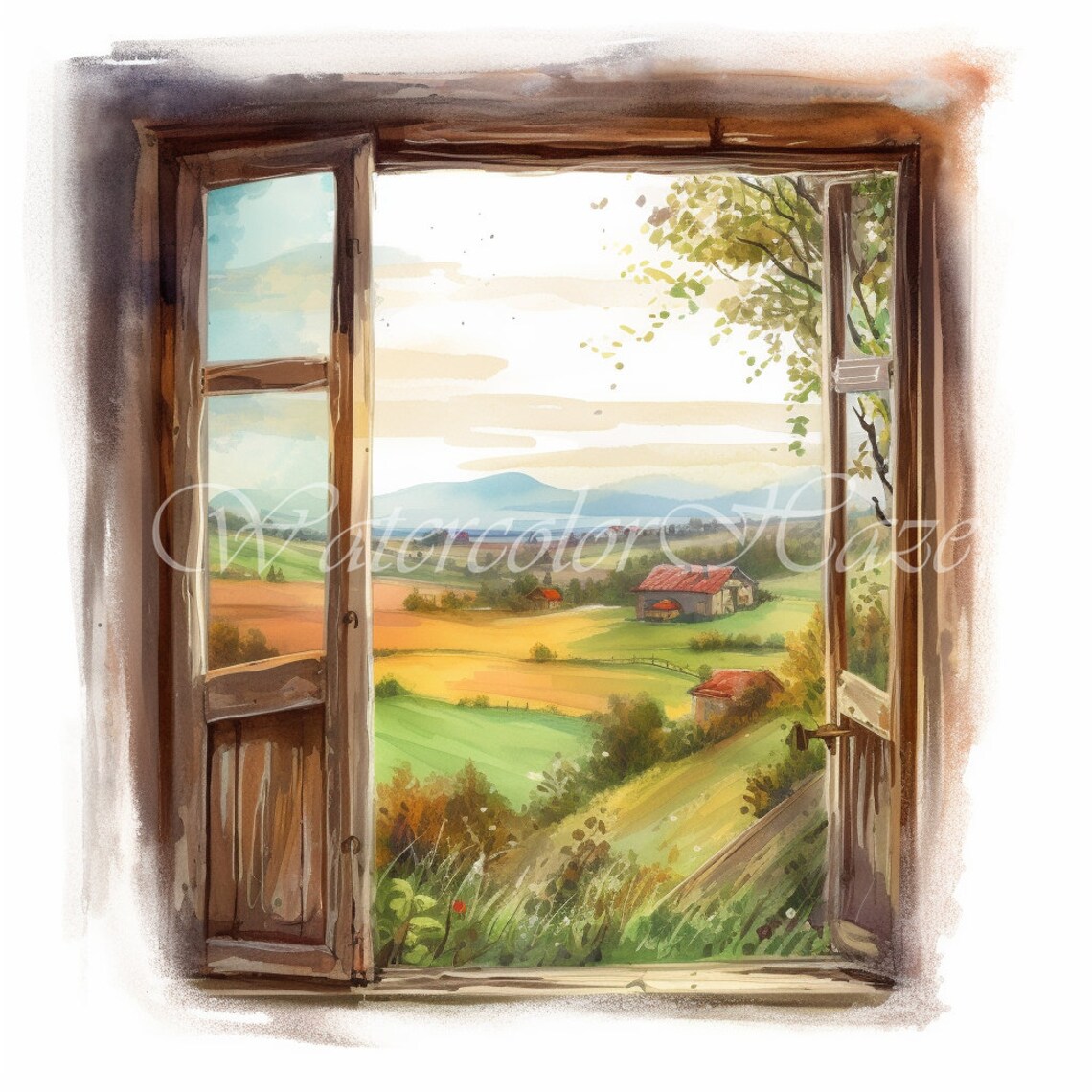 Country Windows Landscape and Scenery Digital Prints 4 Instant Download ...