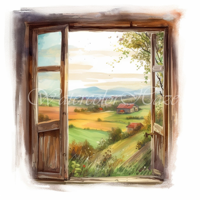Country Windows Landscape and Scenery Digital Prints 4 Instant Download ...
